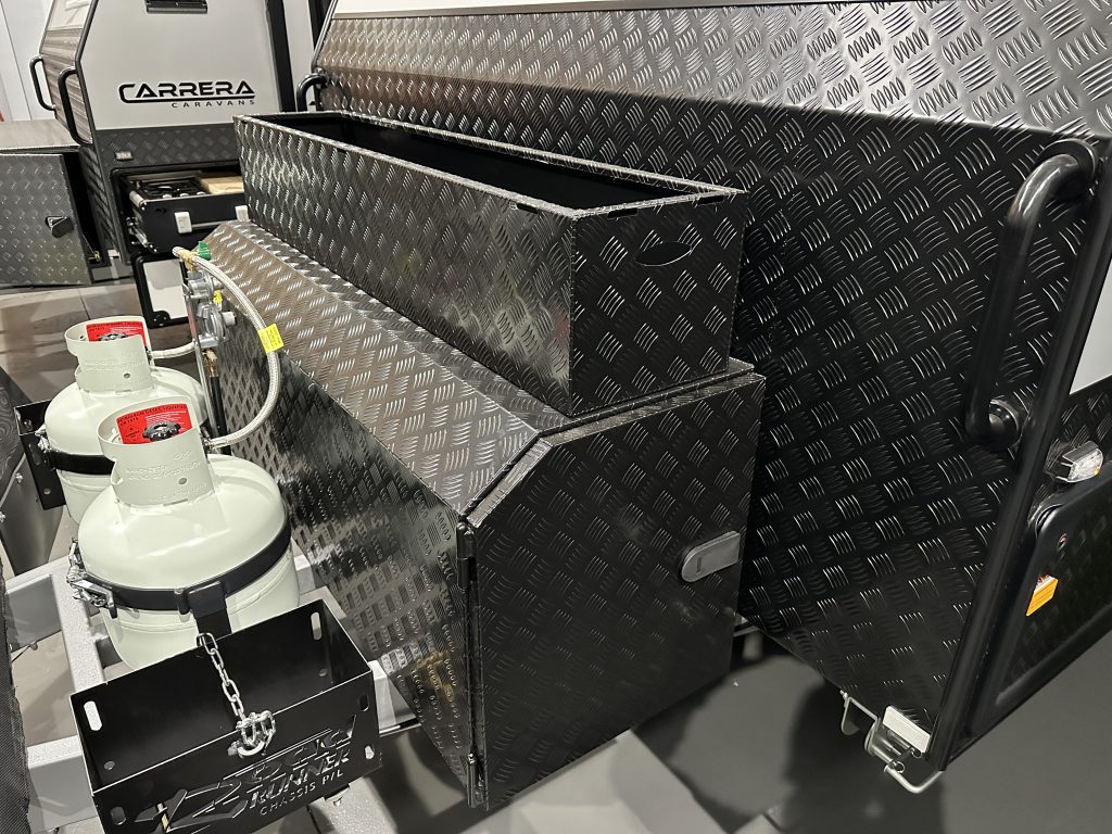 Aluminium Checker Plate Black Tool Box with Slide-Outs & Top Mounted ...